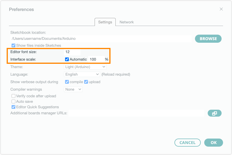 Change Text And Display Size Settings In Arduino IDE Arduino Help Center